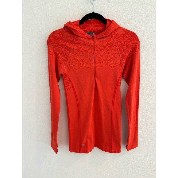 Athleta | Tops | Athleta Twist Half Zip Tech Orange Hoodie Size S ...